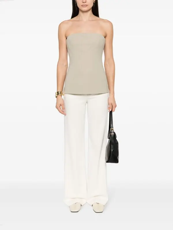 JOSEPH Pressed-crease Flared Trousers - White