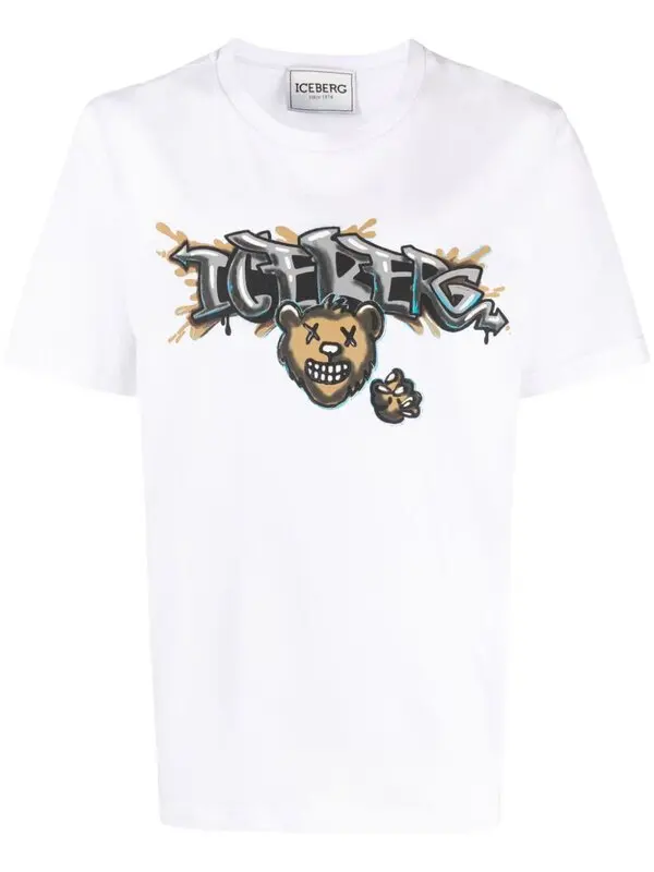 Iceberg Graffiti Logo-print Cotton T-shirt - White