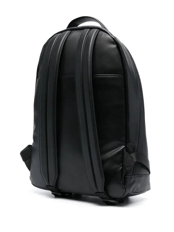 Calvin Klein Leather Backpack With Logo Plaque