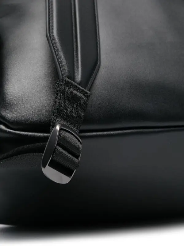 Calvin Klein Leather Backpack With Logo Plaque
