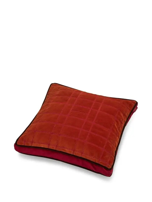 Etro Logo-embroidered Checked Velvet Cushion