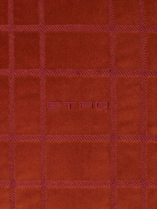 Etro Logo-embroidered Checked Velvet Cushion
