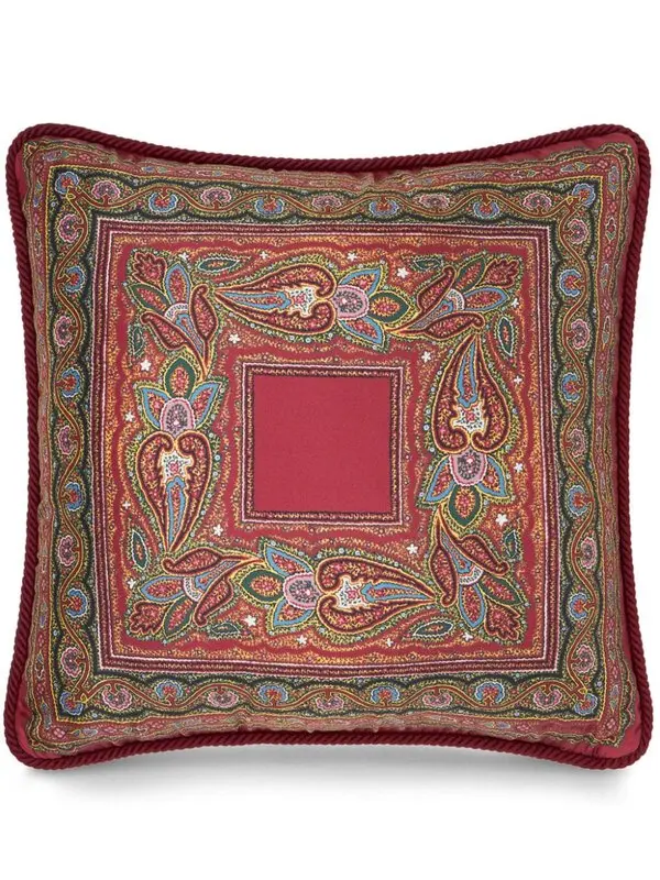 Etro Paisley-print Silk Cushion - Red