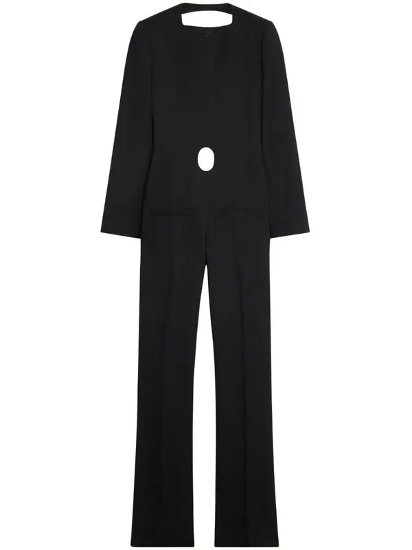 COURREGES Open-back Virgin Wool Jumpsuit - Black