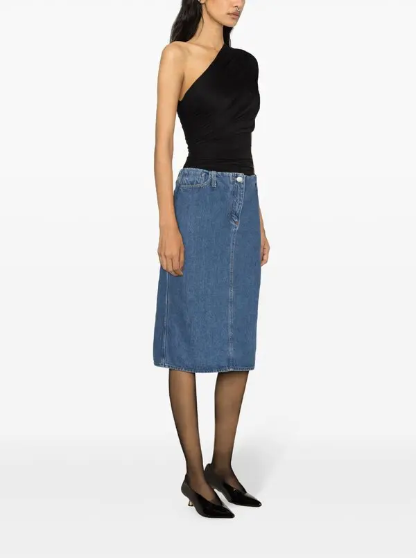 Magda Butrym Engraved-logo Denim Pencil Skirt - Blue