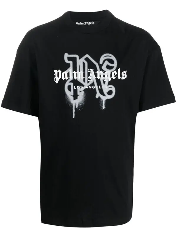 Palm Angels Los Angeles Monogram-print T-shirt - Black