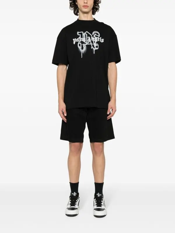 Palm Angels Los Angeles Monogram-print T-shirt - Black
