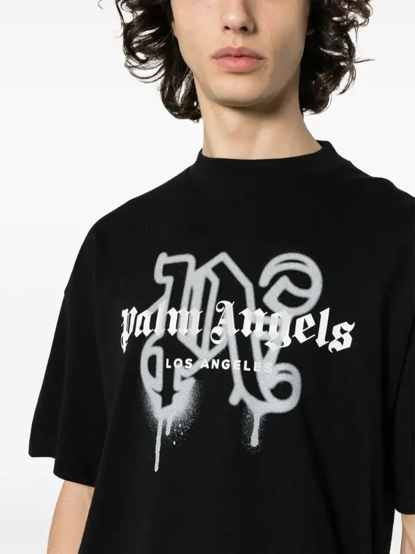 Palm Angels Los Angeles Monogram-print T-shirt - Black