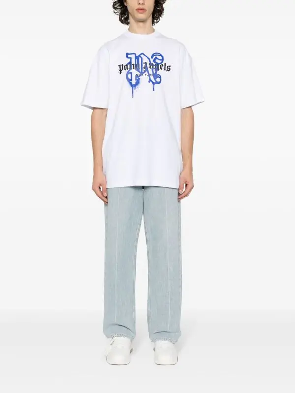 Palm Angels Tokyo Sprayed-Logo T-Shirt - White - 33% Off
