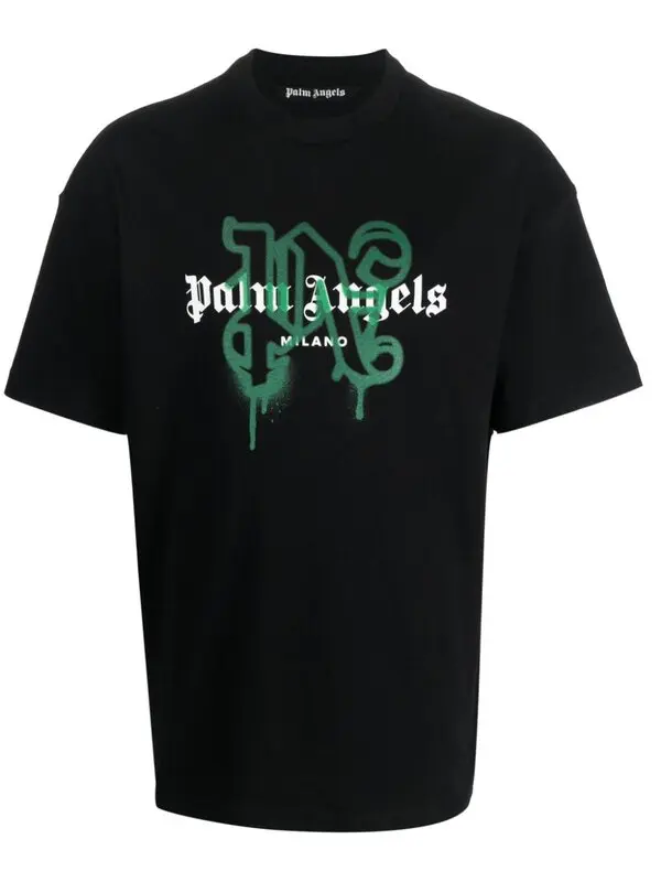 Palm Angels Milano Monogram-print T-shirt - Black