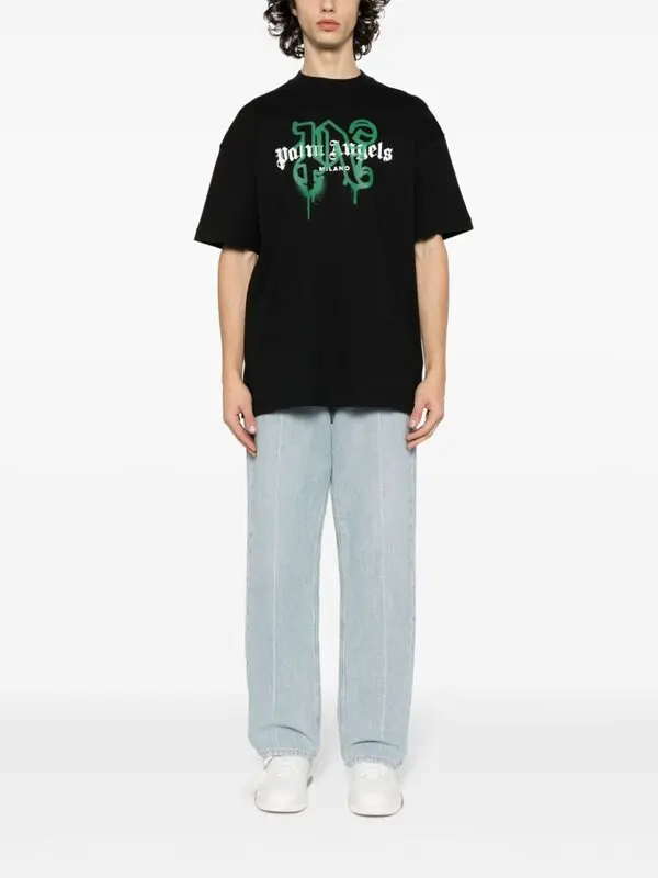 Palm Angels Milano Monogram-print T-shirt - Black