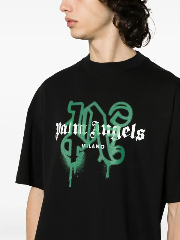 Palm Angels Milano Monogram-print T-shirt - Black