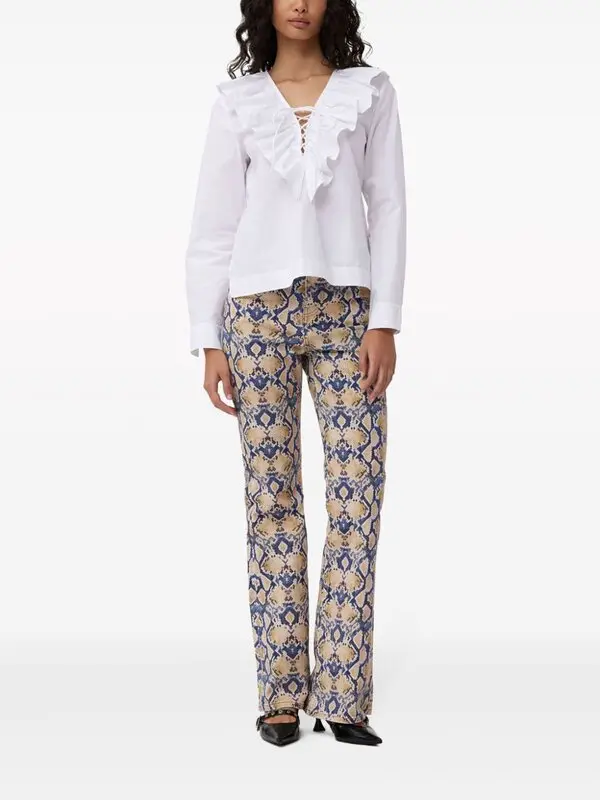 GANNI Ruffle-collar Organic Cotton Blouse