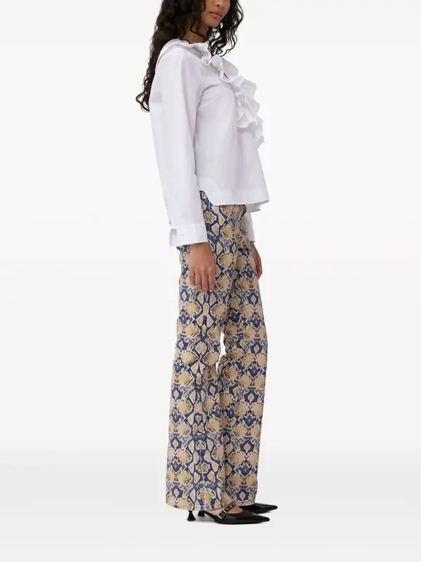GANNI Ruffle-collar Organic Cotton Blouse