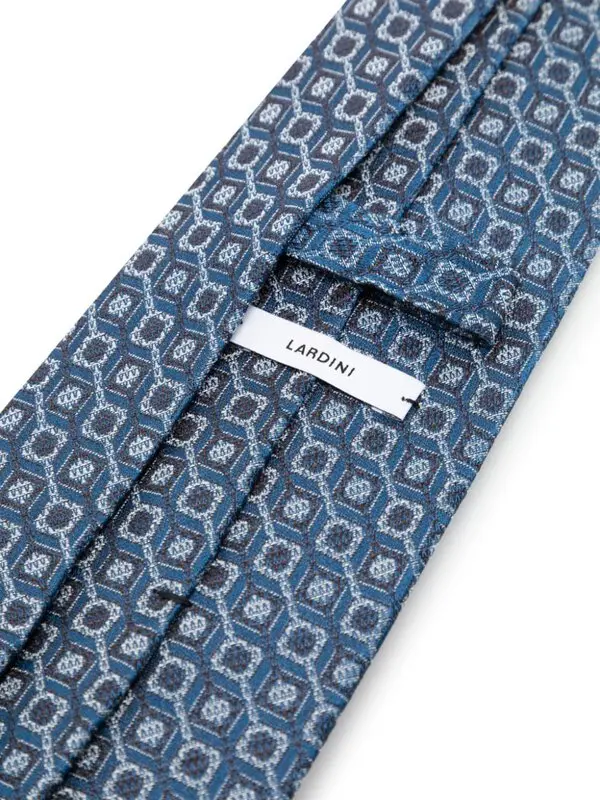 LARDINI Patterned Jacquard Silk Neck Tie - Blue
