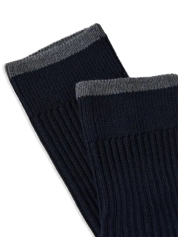 Brunello Cucinelli Contrast-trim Cotton Socks - Blue