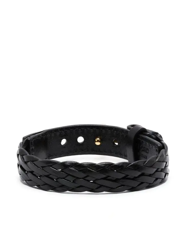 TOM FORD T-plaque Leather Bracelet - Black