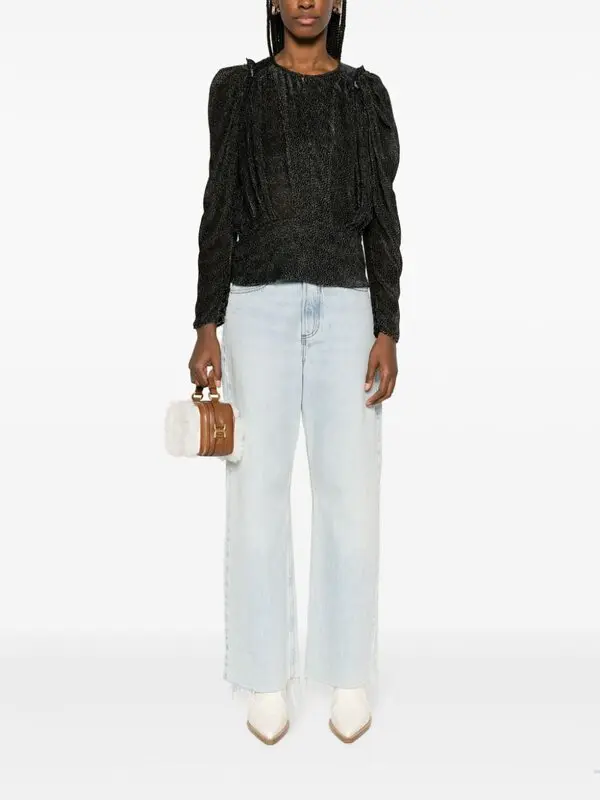 Isabel Marant Étoile Zarga Spotted Velvet Blouse - Black