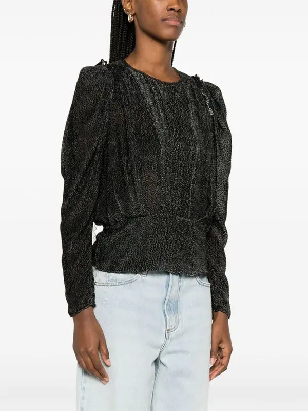 Isabel Marant Étoile Zarga Spotted Velvet Blouse - Black