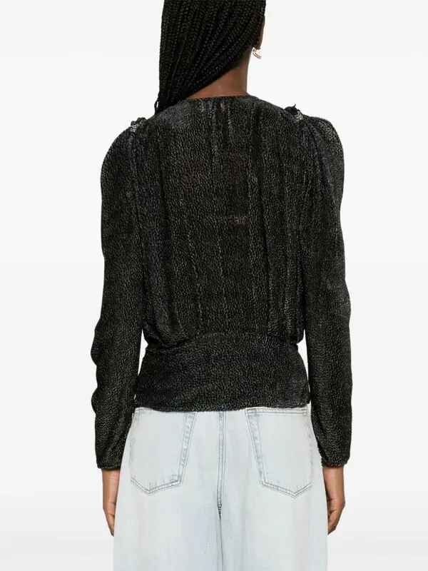Isabel Marant Étoile Zarga Spotted Velvet Blouse - Black