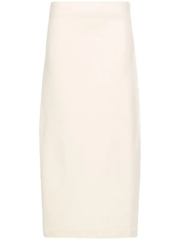 JIL SANDER Asymmetric Wool Midi Skirt - Neutrals
