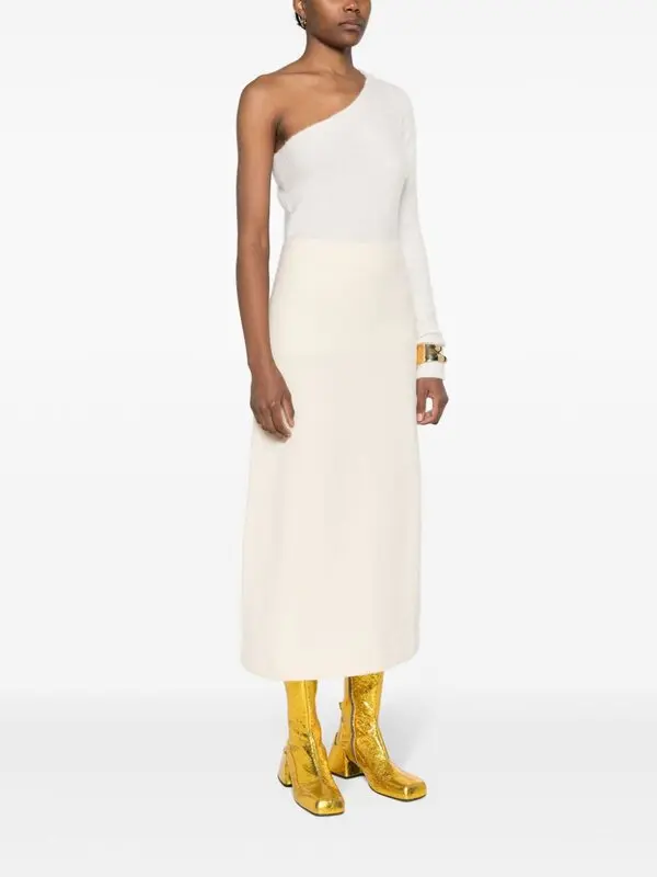 JIL SANDER Asymmetric Wool Midi Skirt - Neutrals