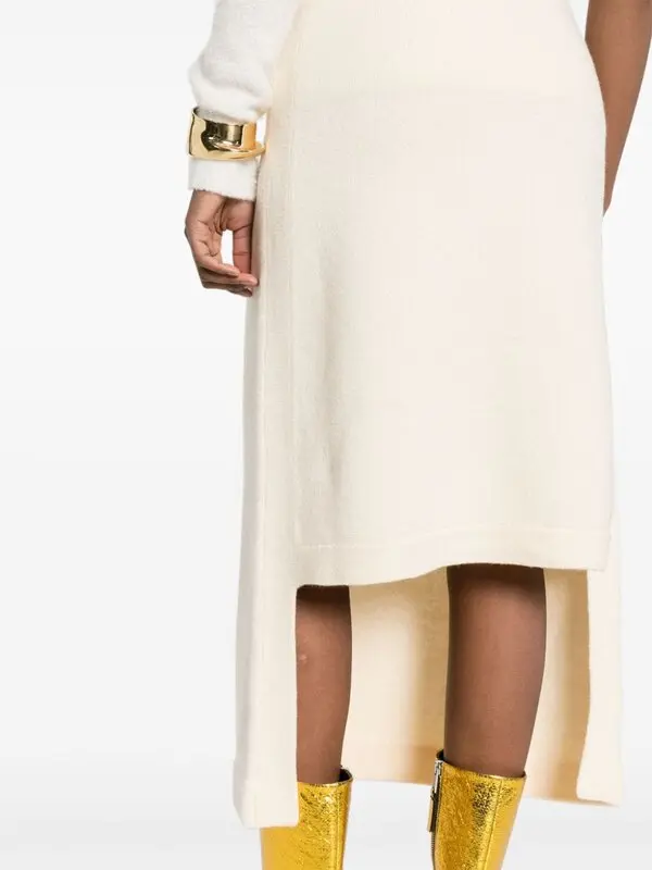JIL SANDER Asymmetric Wool Midi Skirt - Neutrals