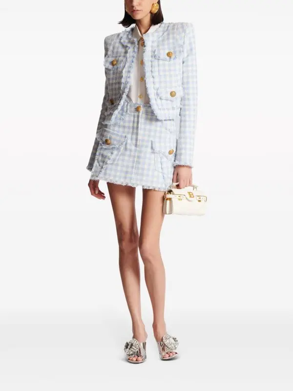 Balmain Gingham A-line Miniskirt