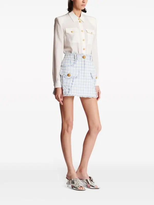 Balmain Gingham A-line Miniskirt