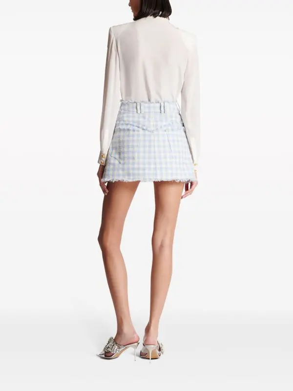 Balmain Gingham A-line Miniskirt