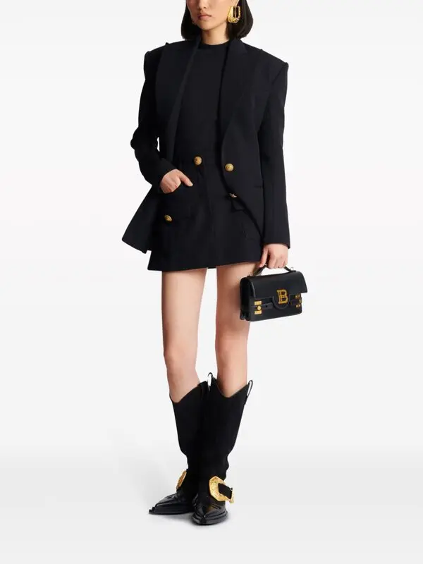Balmain Panelled Wool Mini Skirt - Black