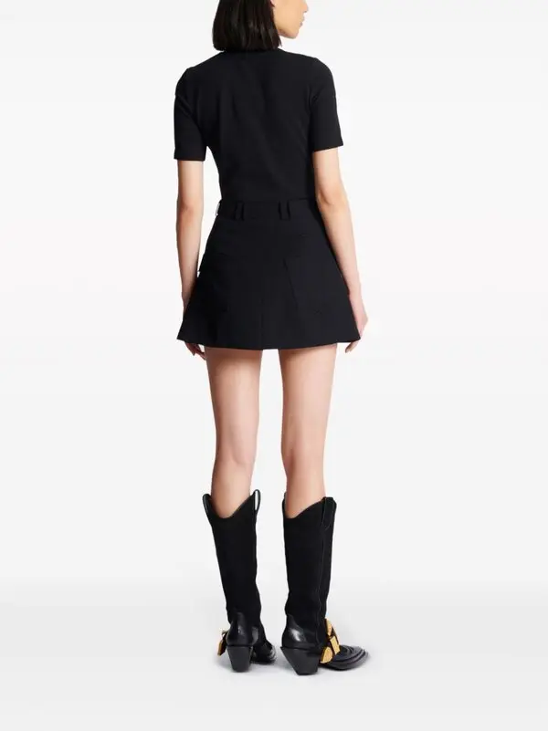 Balmain Panelled Wool Mini Skirt - Black