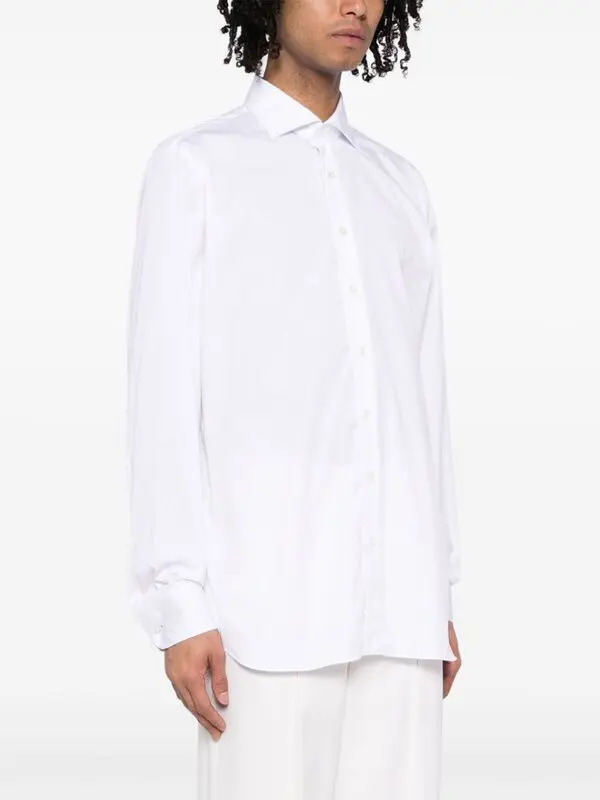 LARDINI Poplin Button-up Cotton Shirt - White