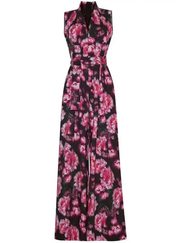 Adam Lippes Nansi Rose-print Poplin Jumpsuit - Black