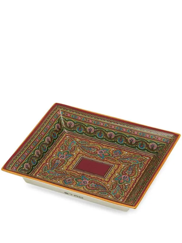 Etro Paisley-print Porcelain Tray - Brown
