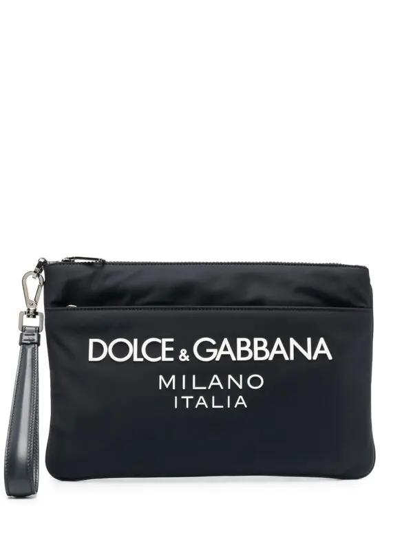 Dolce & Gabbana Logo-appliqué Clutch - Blue