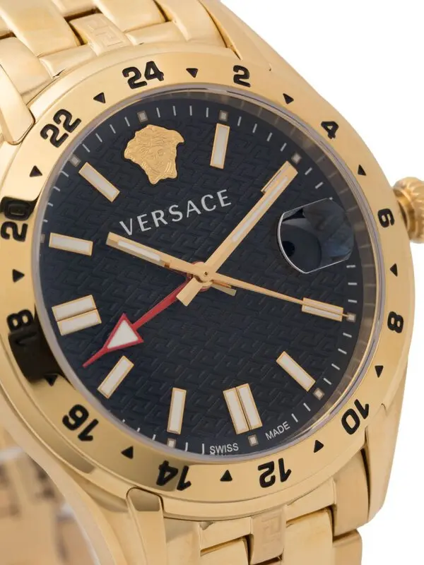 Versace Greca Time Gmt 41mm Bracelet Watch - Black