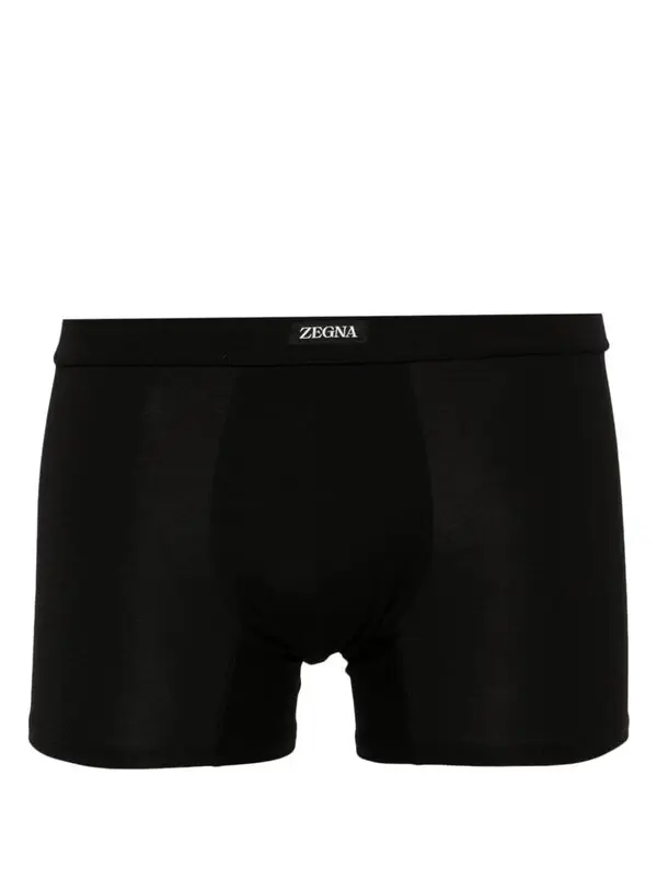 Zegna Logo-appliqué Elasticated-waist Boxers - Black