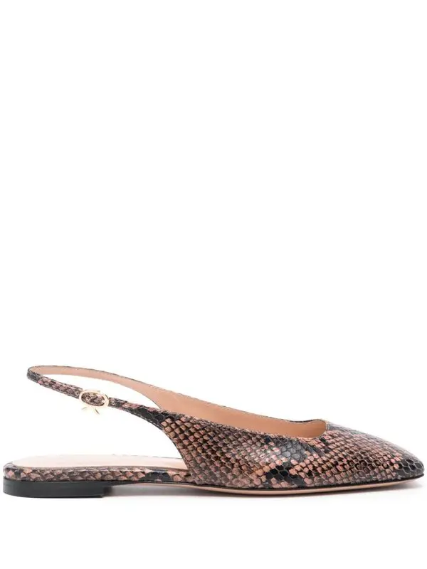 GIANVITO ROSSI Square-toe Leather Ballerinas