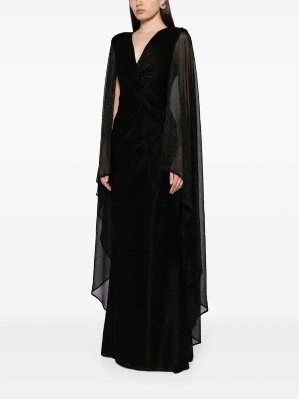 Talbot Runhof Metallic V-neck Gown - Black