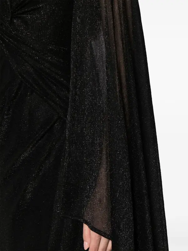 Talbot Runhof Metallic V-neck Gown - Black