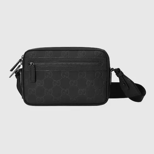 Gucci Gg Rubber-Effectcrossbody Bag Gg Leather Black Rubber