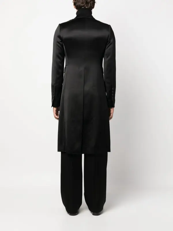 SAPIO Double-breasted Satin-finish Midi Coat