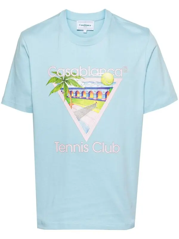 Casablanca Logo-print Organic Cotton T-shirt - Blue
