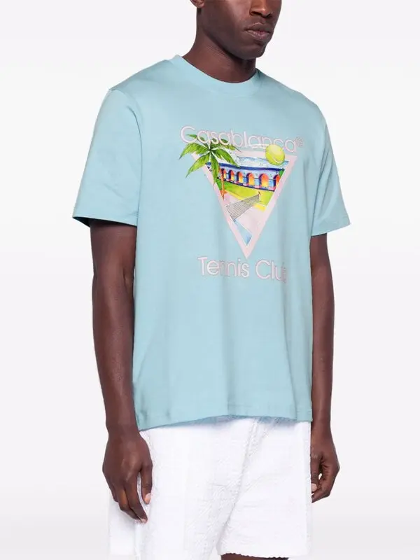Casablanca Logo-print Organic Cotton T-shirt - Blue