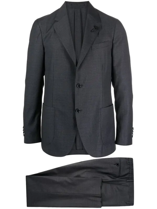 LARDINI Checked Peak-lapels Single-breasted Suit