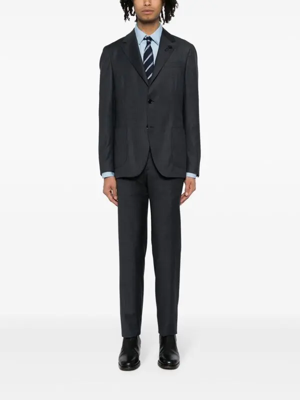 LARDINI Checked Peak-lapels Single-breasted Suit