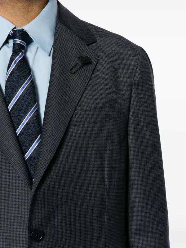 LARDINI Checked Peak-lapels Single-breasted Suit