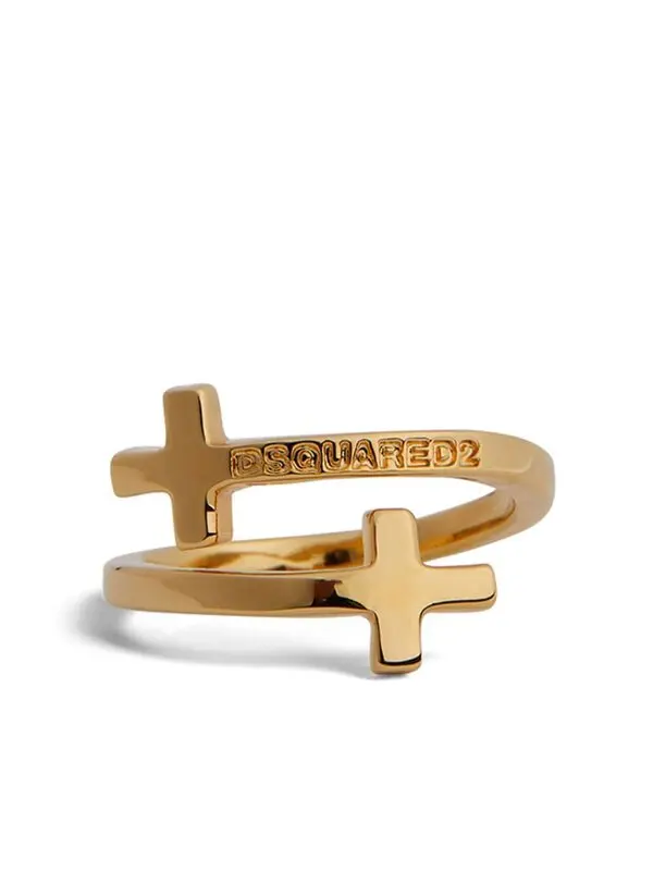 Dsquared2 Cross Brass Ring - Gold