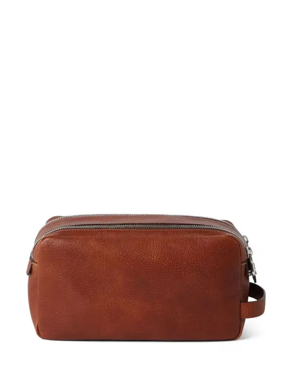 Brunello Cucinelli Grained-leather Wash Bag - Brown